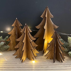 Wood Christmas Tree Forest Decor, 2.33" - 5.75", Handmade Holiday Decor ...