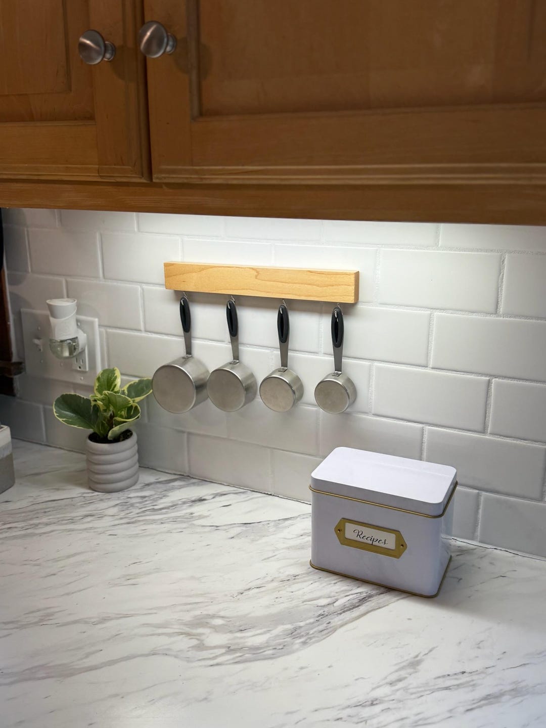 Measuring Cup and Spoon Holder Kitchen Organizer Set, Handcrafted ...