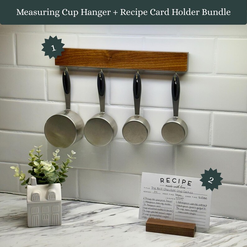 Measuring Cup Hanger Kitchen Organizer, Handcrafted Utensil Holder ...