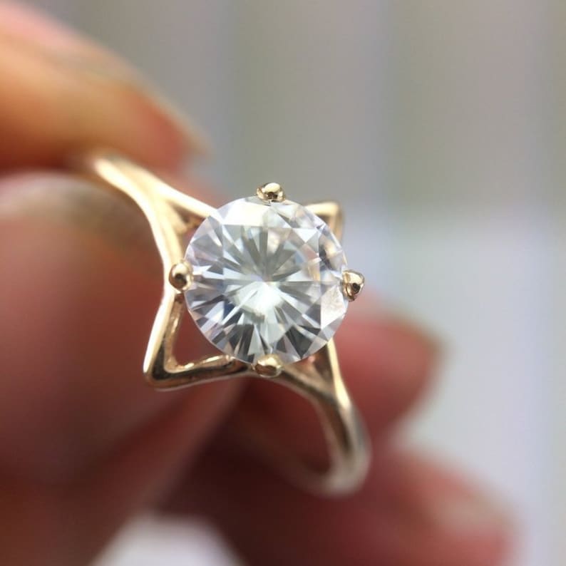 Celestial Star Ring (medium Size), Moissanite Engagement Ring in Solid ...