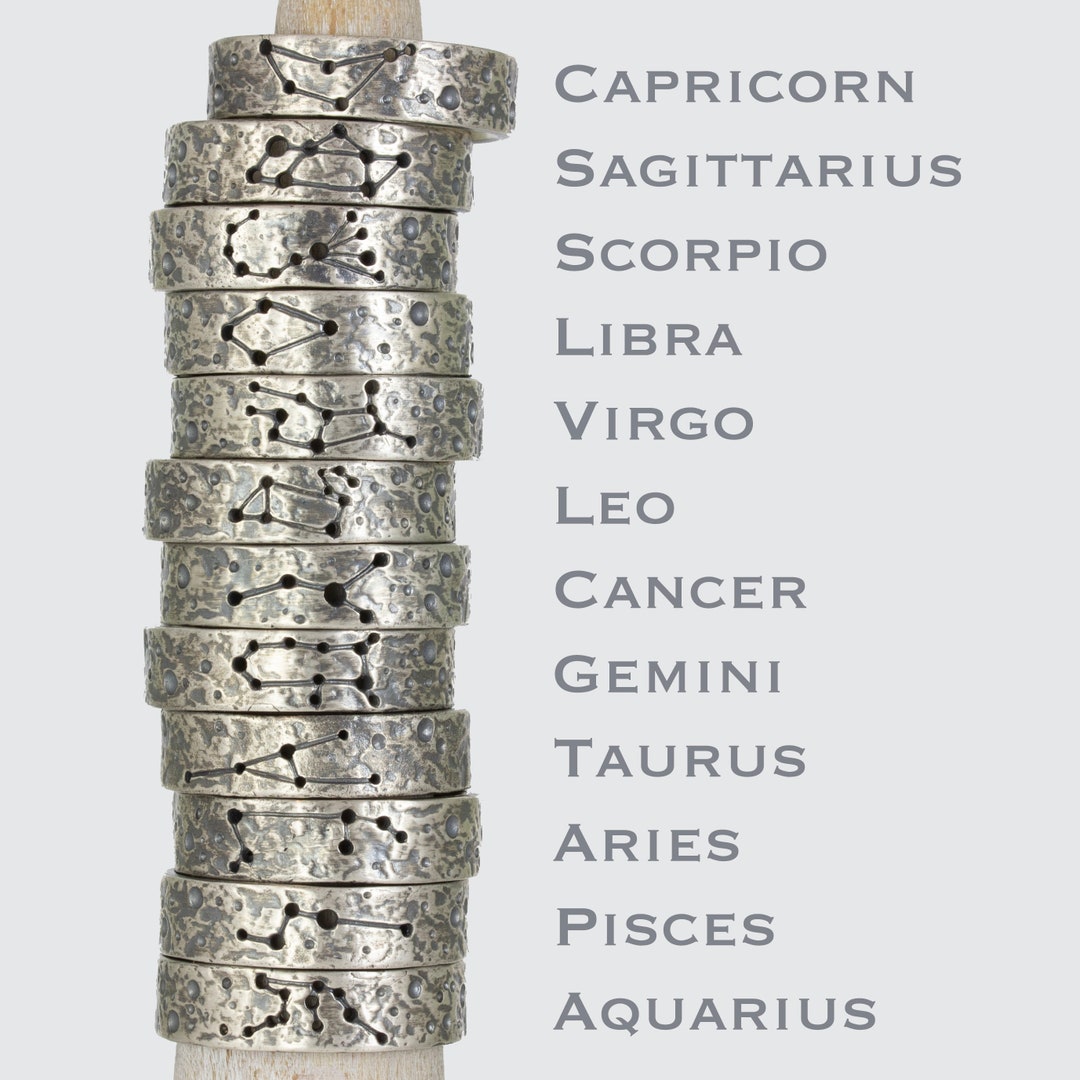 Astrological Constellation Ring, Silver- Aries, Taurus, Gemini, Cancer ...