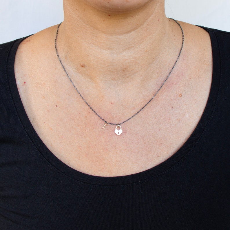 Tiny Gold Heart Locket With 14k Gold Key Charm Necklace - Etsy