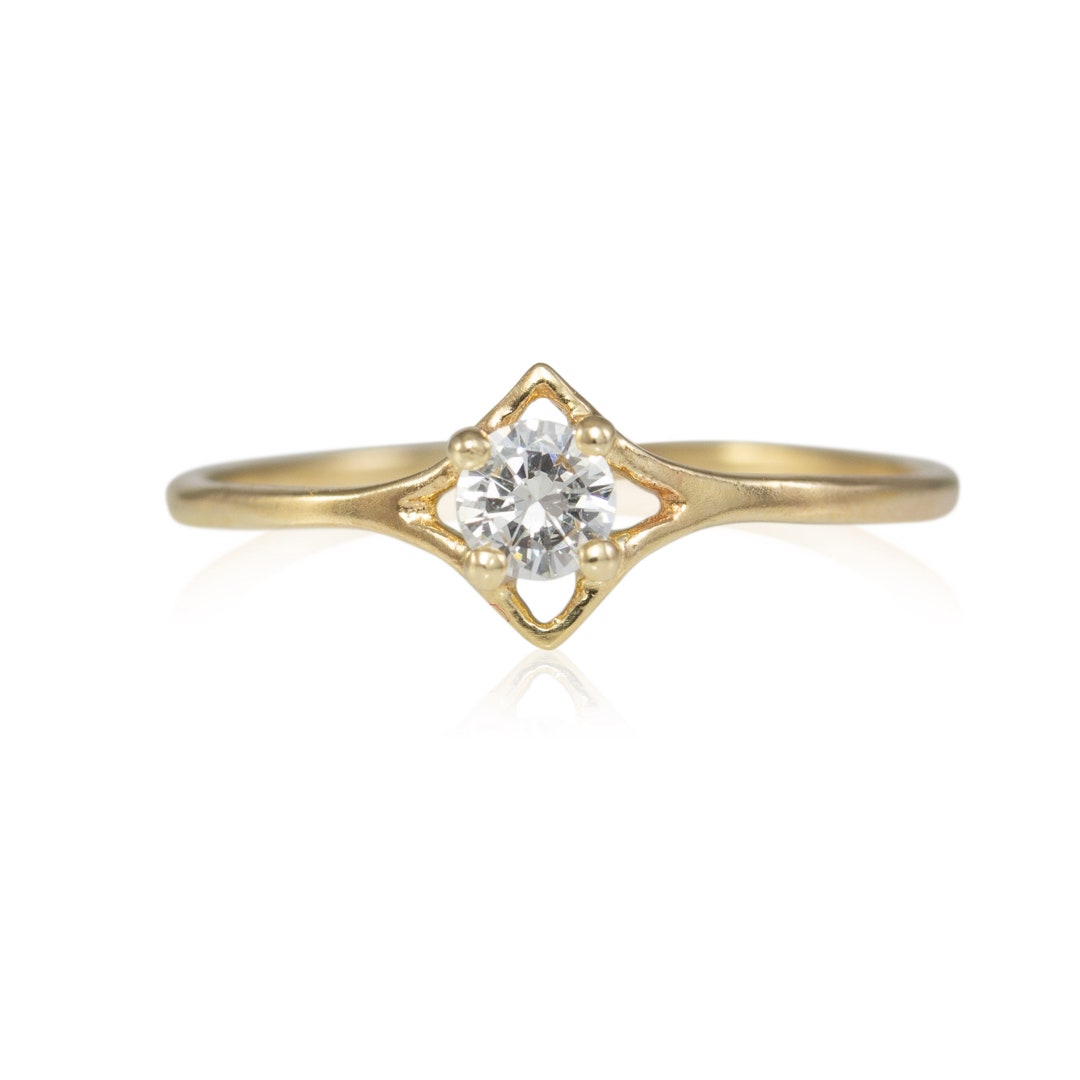 Celestial Diamond Ring- Extra Small, Star Shaped Engagement Ring With ...