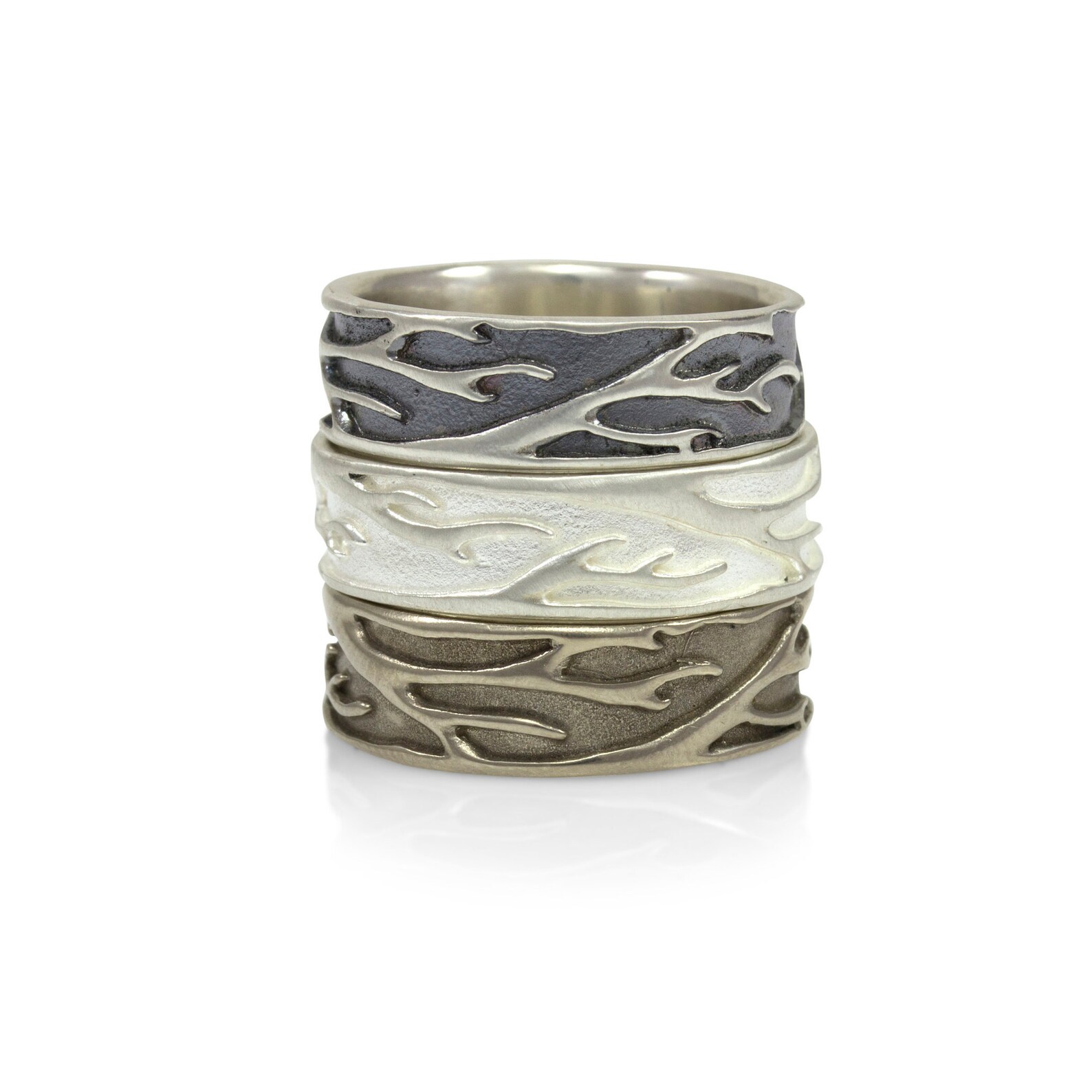 Silver Wide Tree Branch Band - Etsy