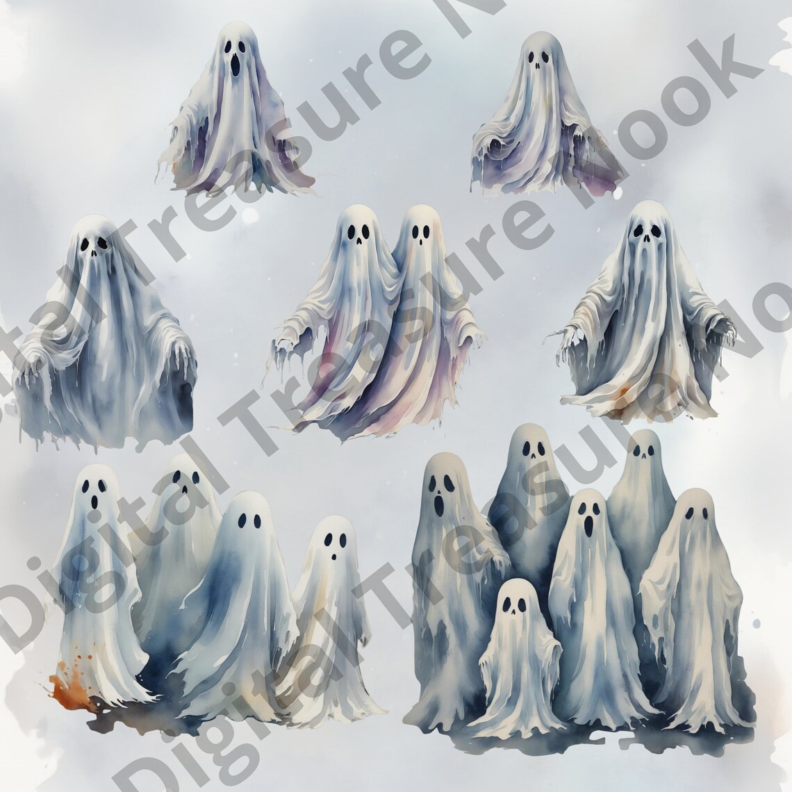 Watercolor Ghost Png | Halloween Clipart | Ghost Set | Aquarel ...