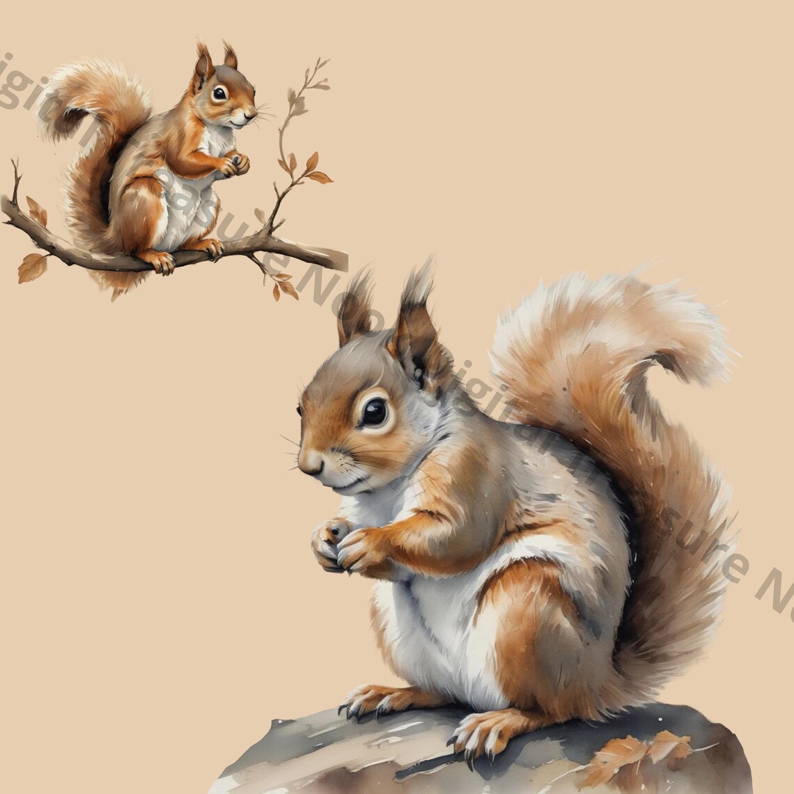 12 Squirrel Clipart, Watercolor Clipart, High Quality, PNG, Fall Clip ...