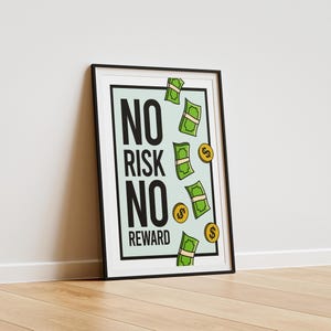 No Risk No Reward Motivational Wall Art Entrepreneur Decor Success ...