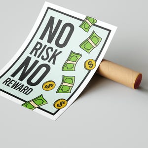 No Risk No Reward Motivational Wall Art Entrepreneur Decor Success ...