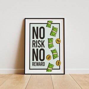 No Risk No Reward Motivational Wall Art Entrepreneur Decor Success ...