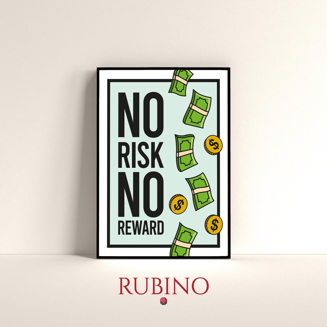 No Risk No Reward Motivational Wall Art Entrepreneur Decor Success ...