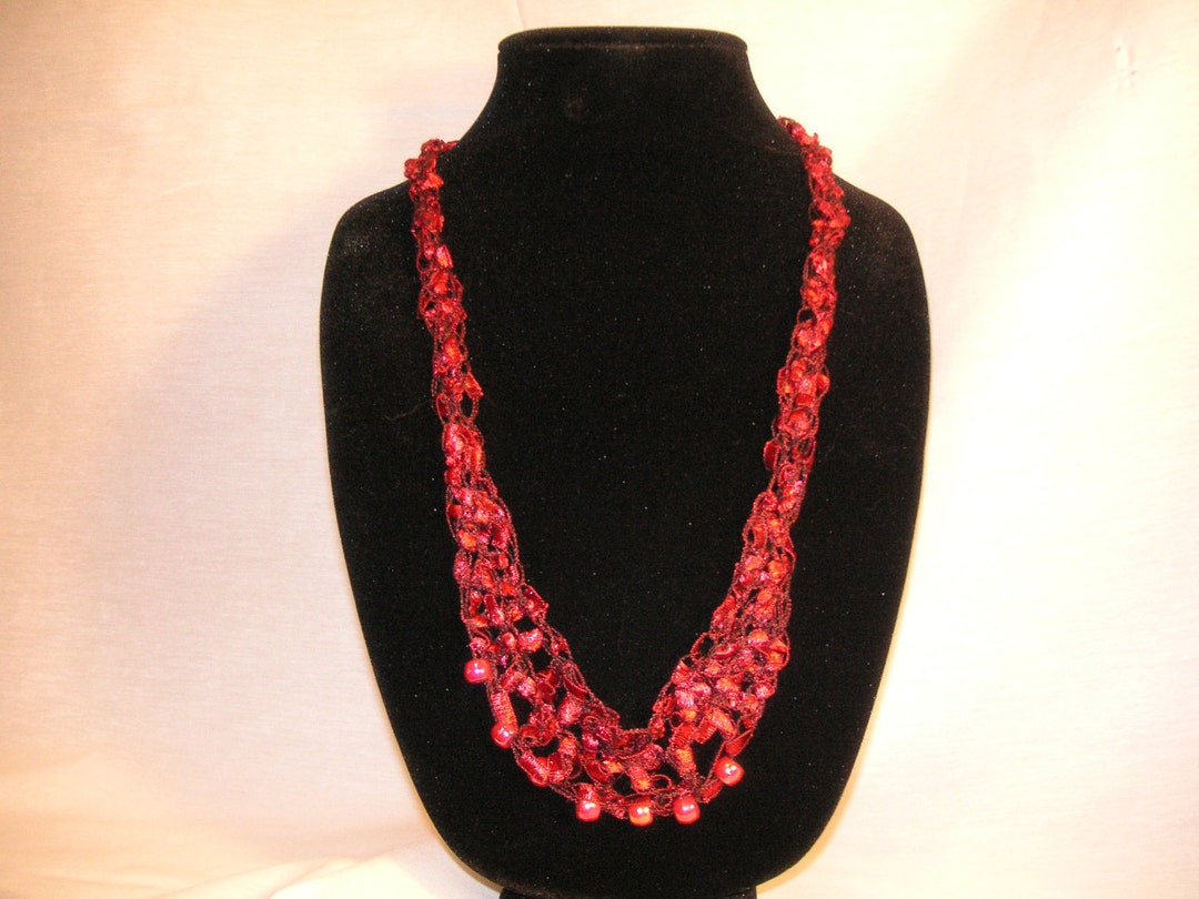 Crochet Ladder Yarn Beaded Necklace Pattern - Etsy