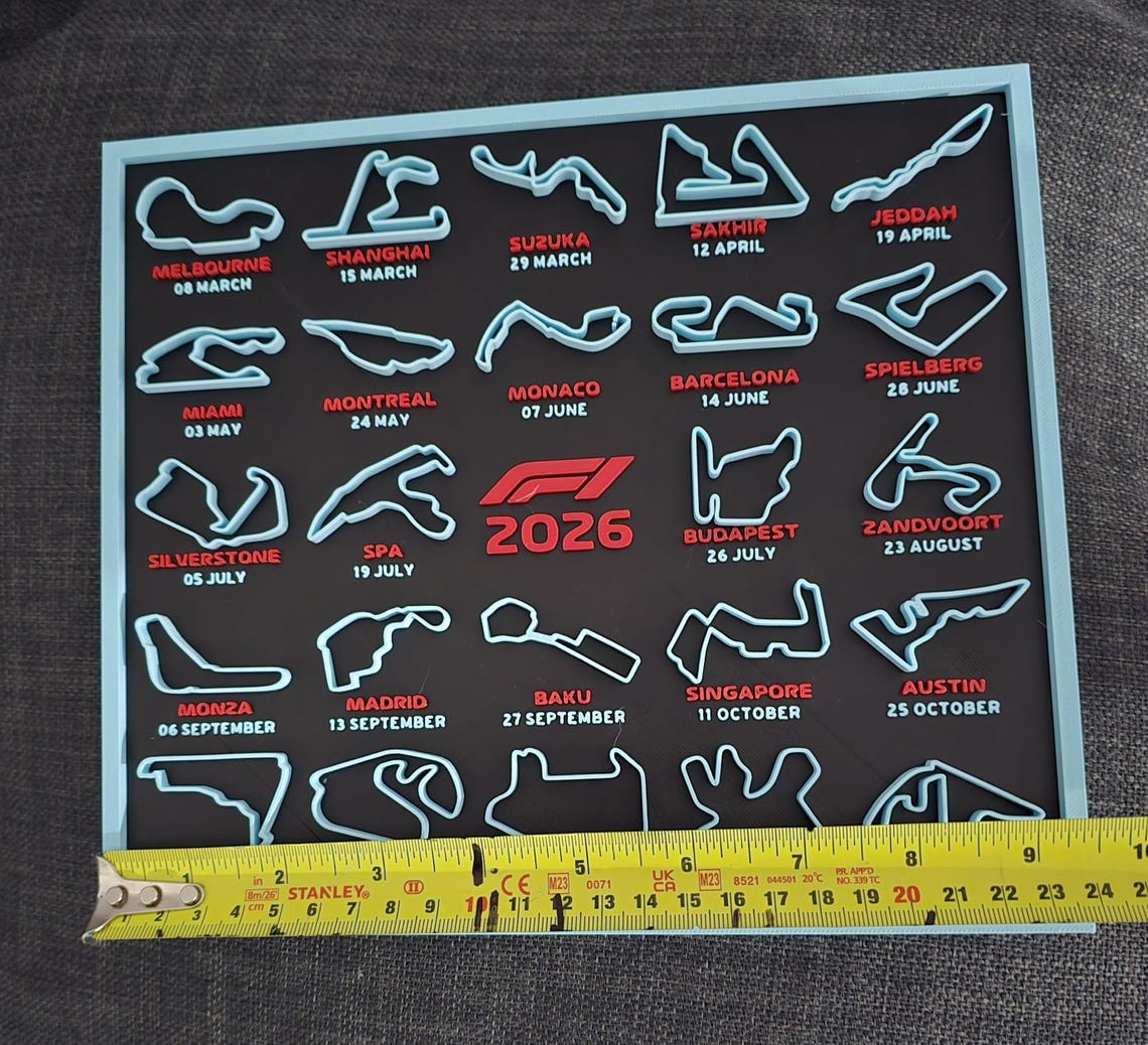 F1 2026 Map - Formula One Map - F1 Gift , Race Track Map , Driving Map ...