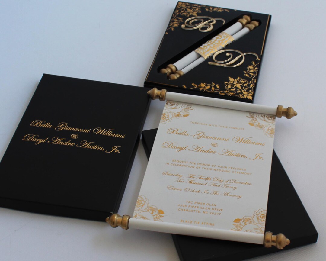 Invitaciones de boda con pergamino personalizadas, invitación de boda ...