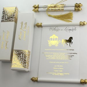 Luxury Scroll Wedding Invitation With Tassel & Box, Custom Elegant ...
