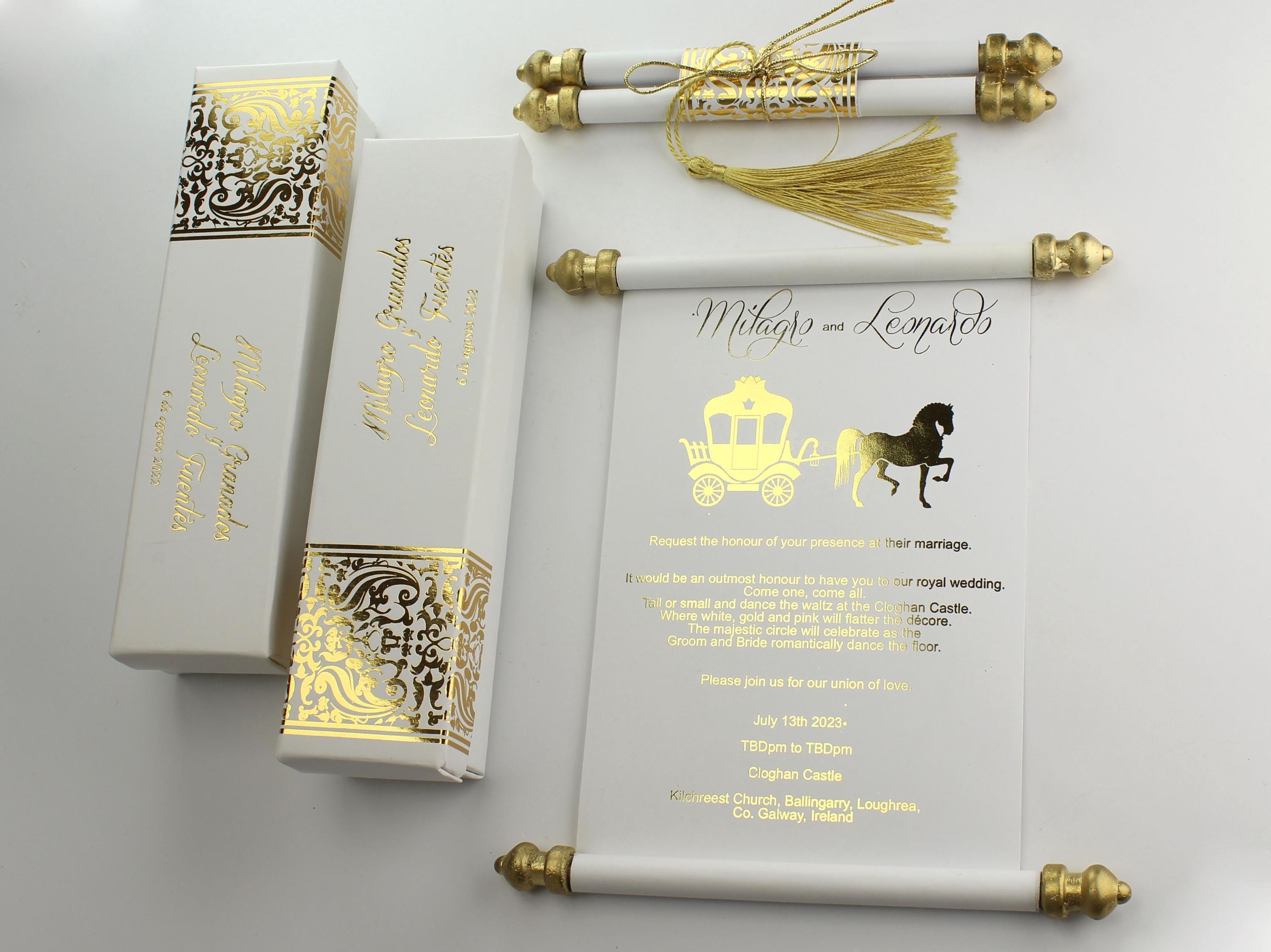 Luxury Scroll Wedding Invitation With Foil & Keepsake Box - Etsy UK