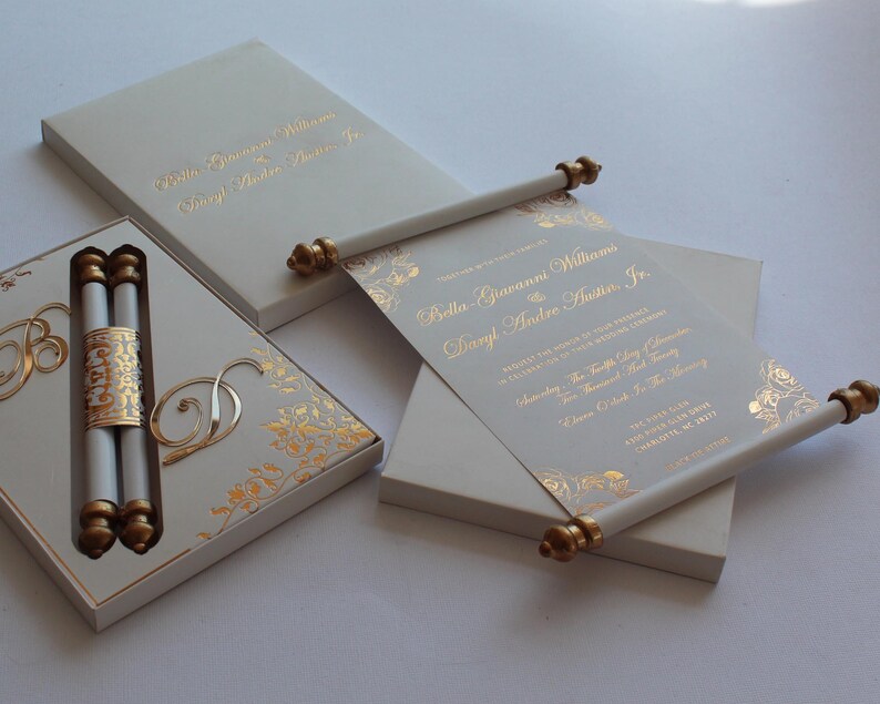 Invitaciones de boda con pergamino personalizadas, invitación de boda ...