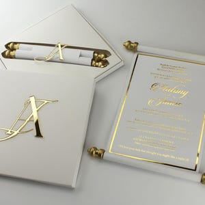 Personalized Boxed Scroll Wedding Invitations, Vintage Scroll Invites ...