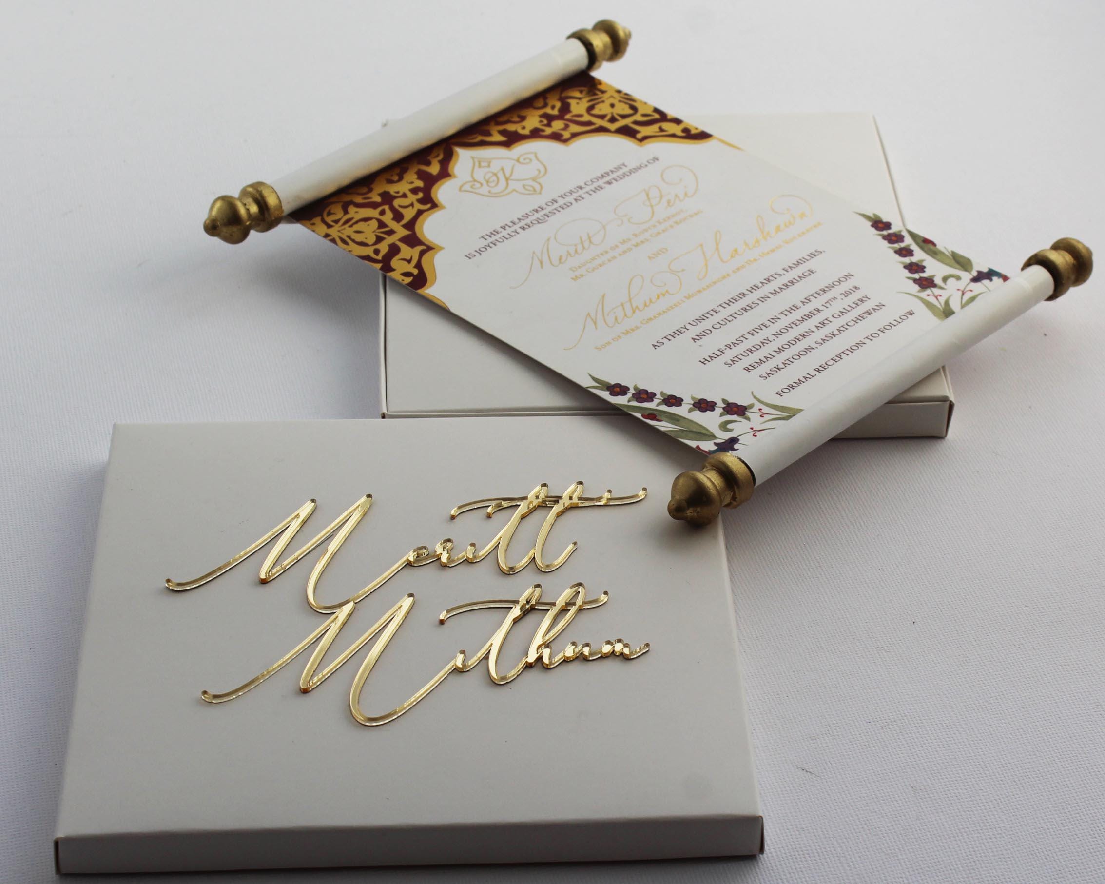 Luxury Paper Scroll Wedding Invitation With Gold Foil & Box - Etsy
