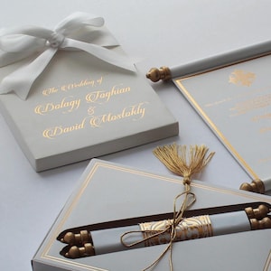 Luxury Royal Scroll Wedding Invitation With Ribbon – Gold, Rose Gold ...