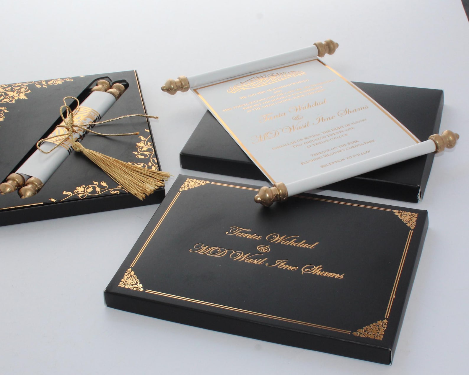 Unique Scroll Wedding Invitation: Gold Foil, Acrylic Card - Etsy