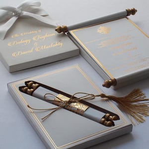 Foil Scroll Wedding Invitation With Ribbon: Luxury Keepsake Box - Etsy