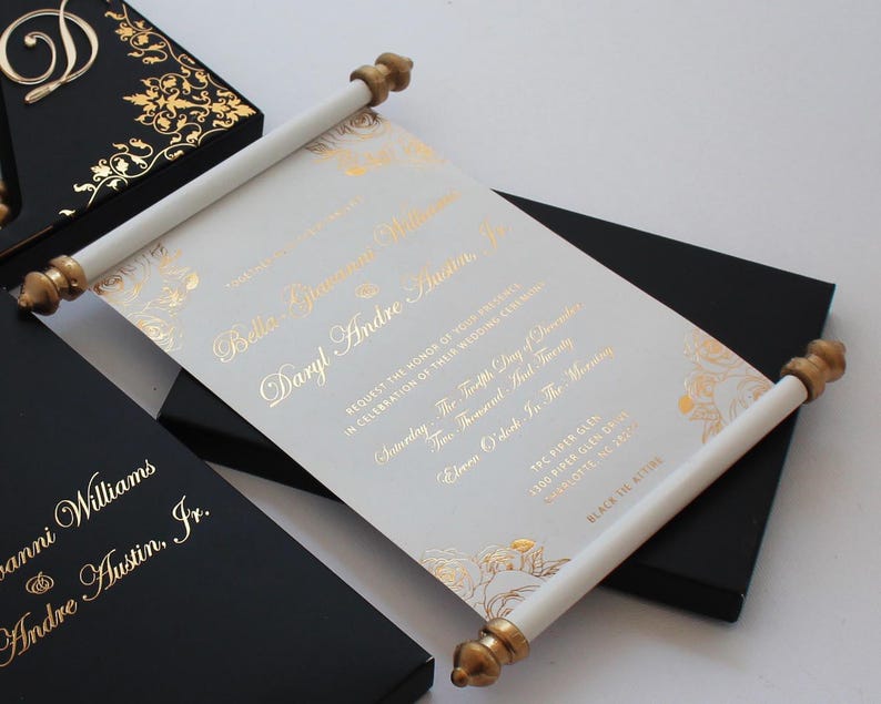 Invitaciones de boda con pergamino personalizadas, invitación de boda ...