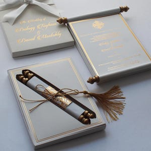 Foil Scroll Wedding Invitation With Ribbon: Luxury Keepsake Box - Etsy