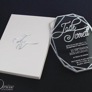 Silver Mirror Acrylic Wedding Invitation: Geometric Foil Plexi Invite ...