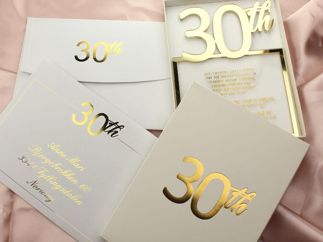 Premium Acrylic 30th Birthday Invitations - Box or Envelope Options ...