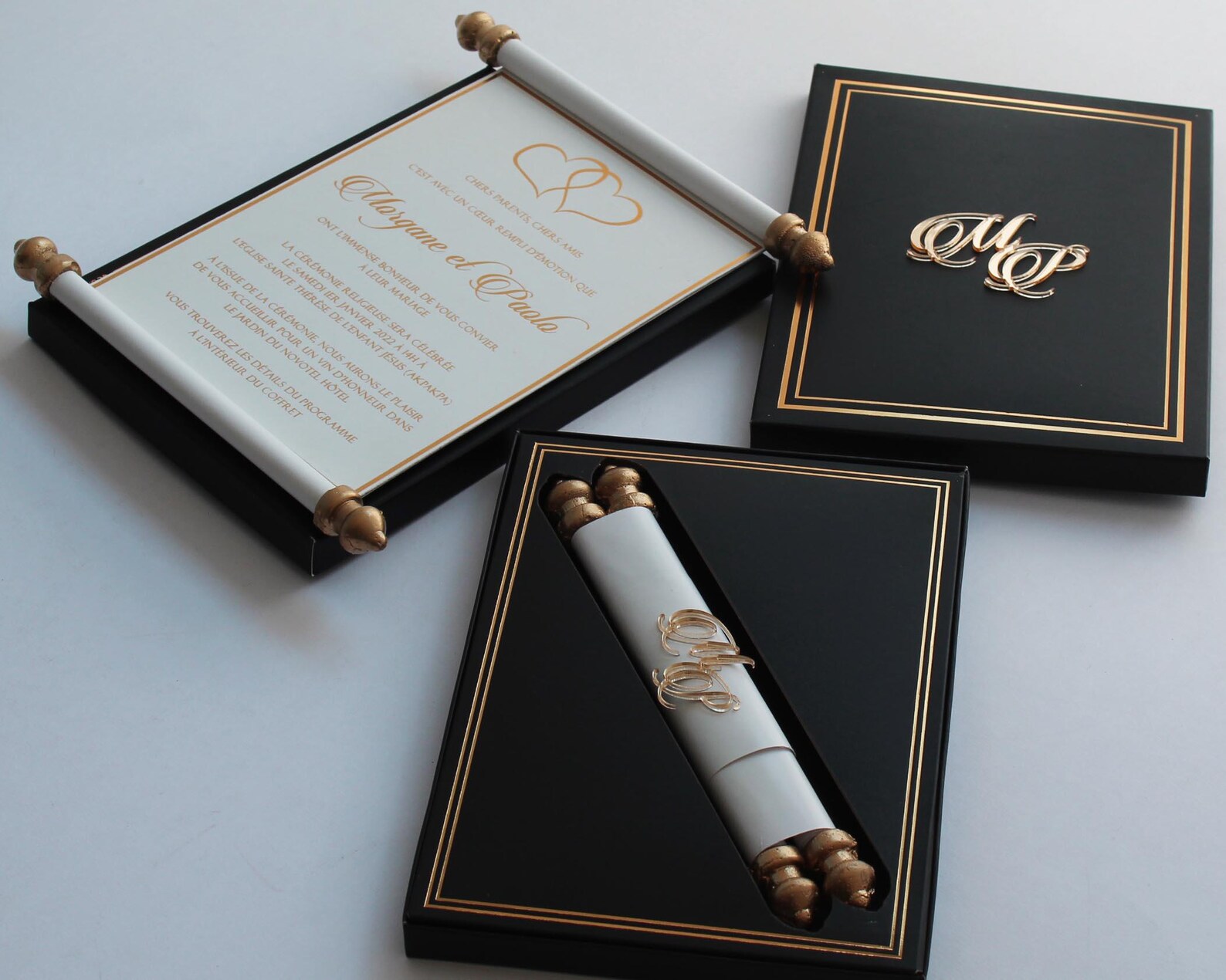 Elegant Acrylic Scroll Wedding Invitation With Foil Print - Etsy