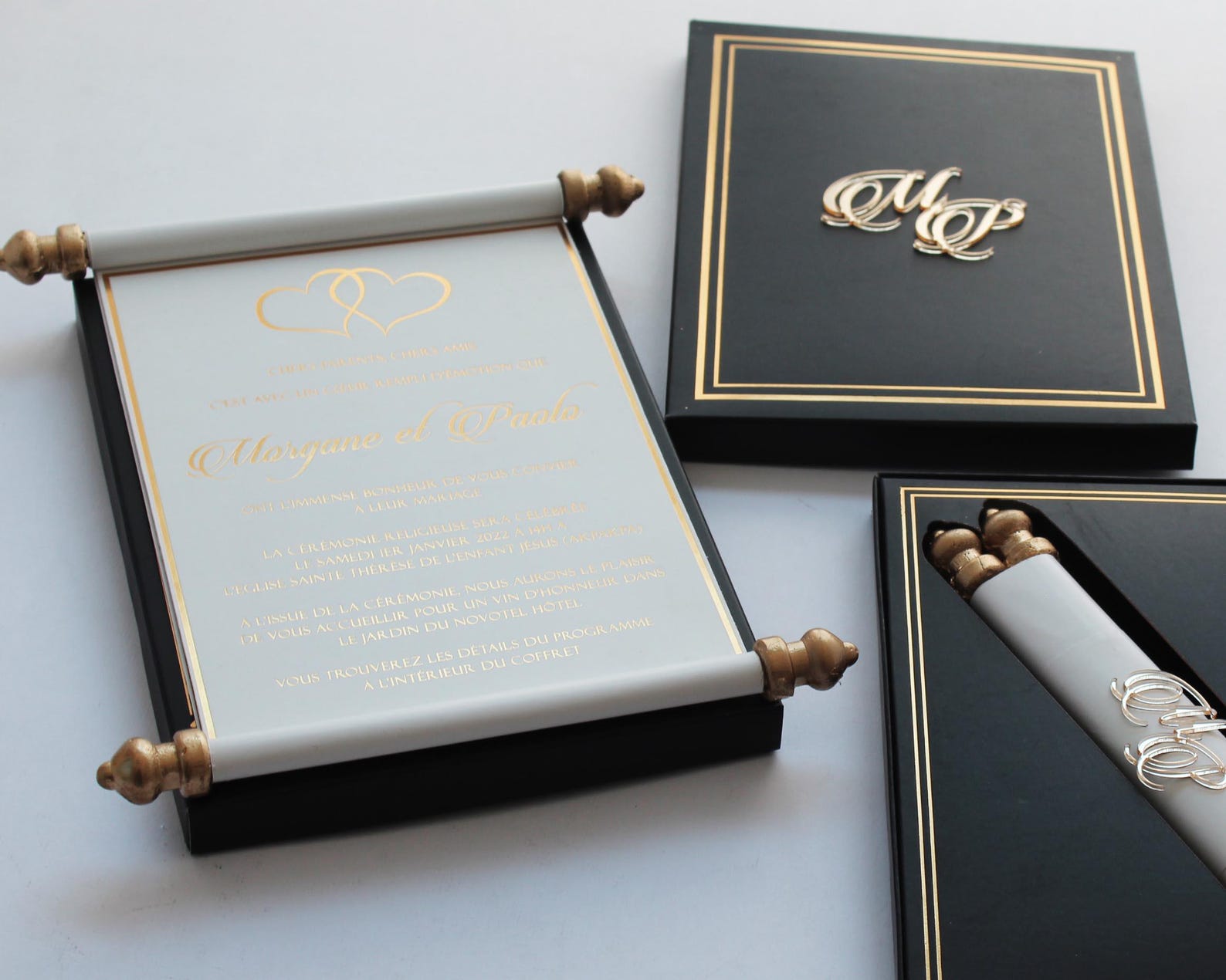 Elegant Acrylic Scroll Wedding Invitation With Foil Print - Etsy