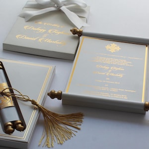 Foil Scroll Wedding Invitation With Ribbon: Luxury Keepsake Box - Etsy