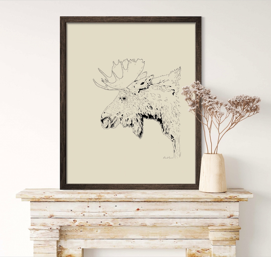 Moose, DIGITAL ART, Printable Moose Art, Animal Wall Art - Etsy