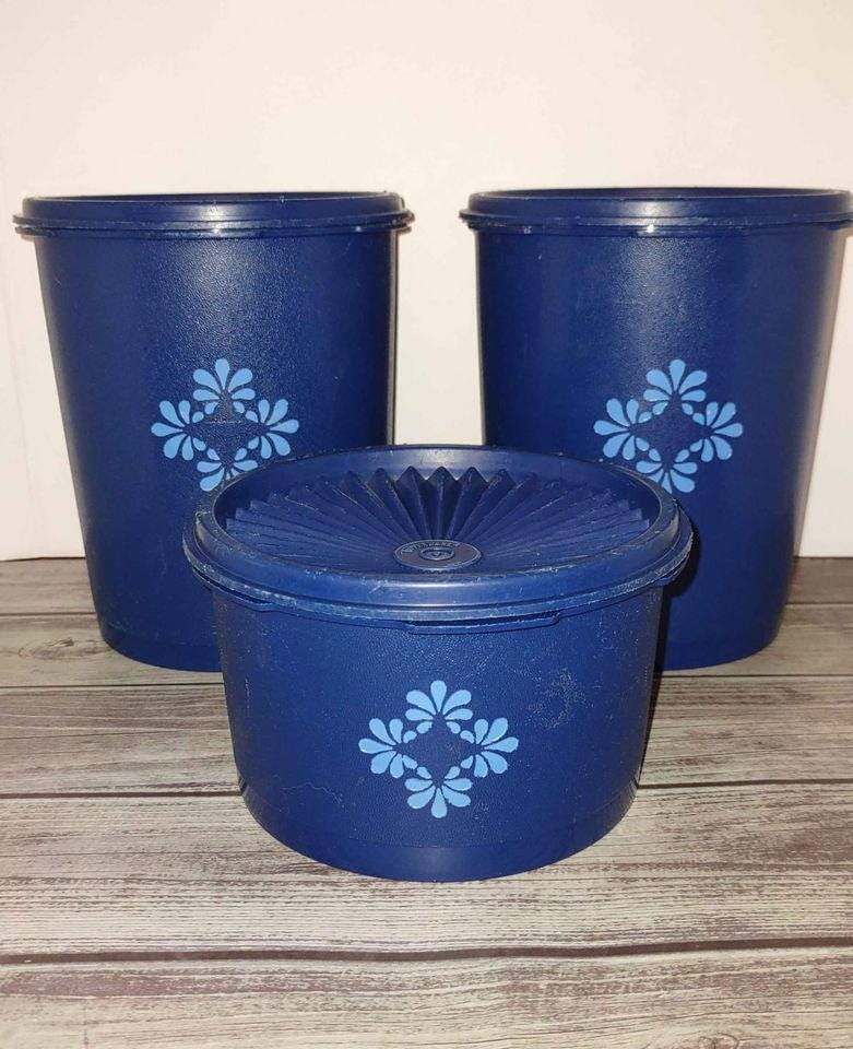 Tupperware Navy Blue Nesting Canisters With Lids. Set of 3 - Etsy