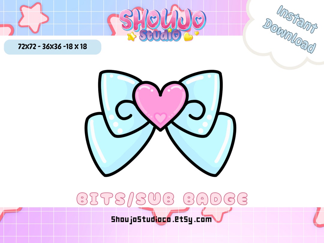Kawaii Blue Pink Bow Emote for Twitch, Youtube, Discord Emote Channel ...