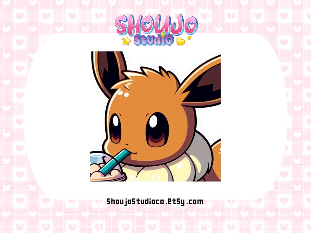 Poke Monster Eevee Boba Tea Emote for Twitch, Youtube, Discord | Emote ...