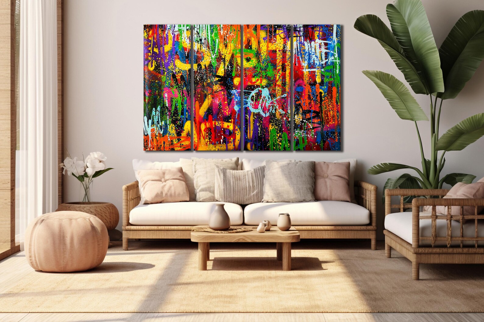 Color Mixed Media Graffiti Wall Art Print Canvas Contemporary Street ...