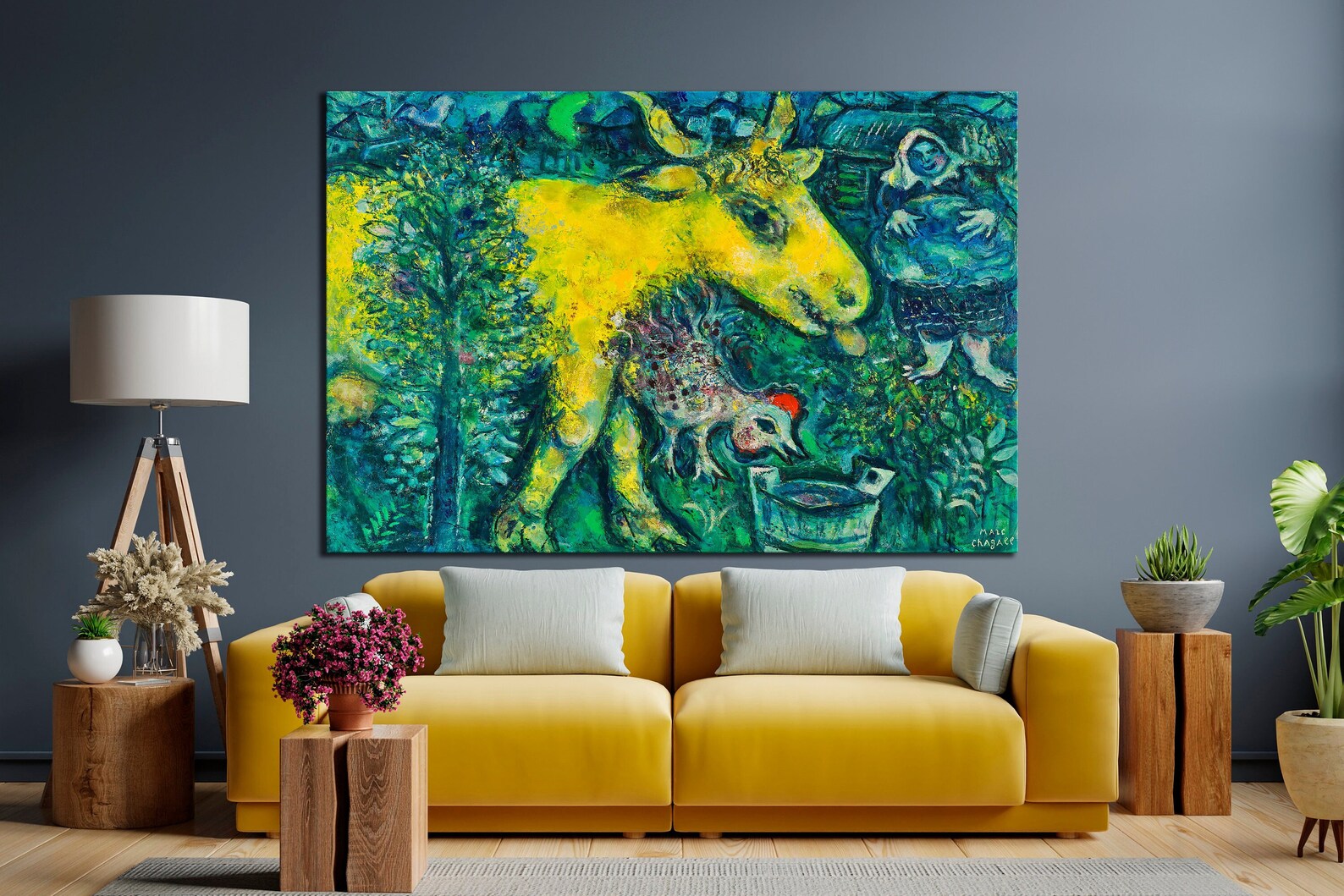 Village Wall Art Canvas Modern Marc Chagall 1954 Reproduction Oil Paint ...