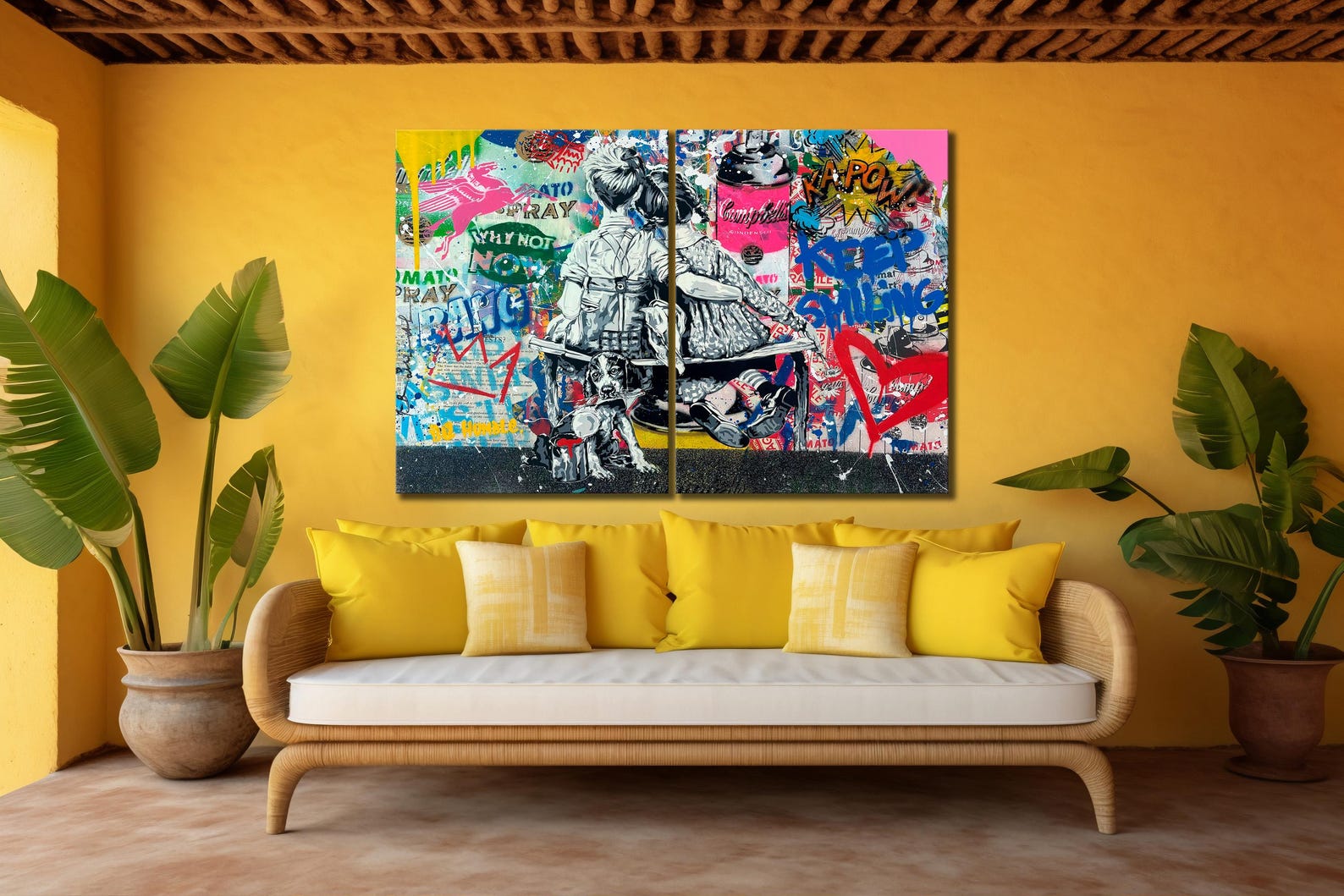 Work Well Together Pop Graffiti Wall Art Print Canvas Banksy Street Art ...