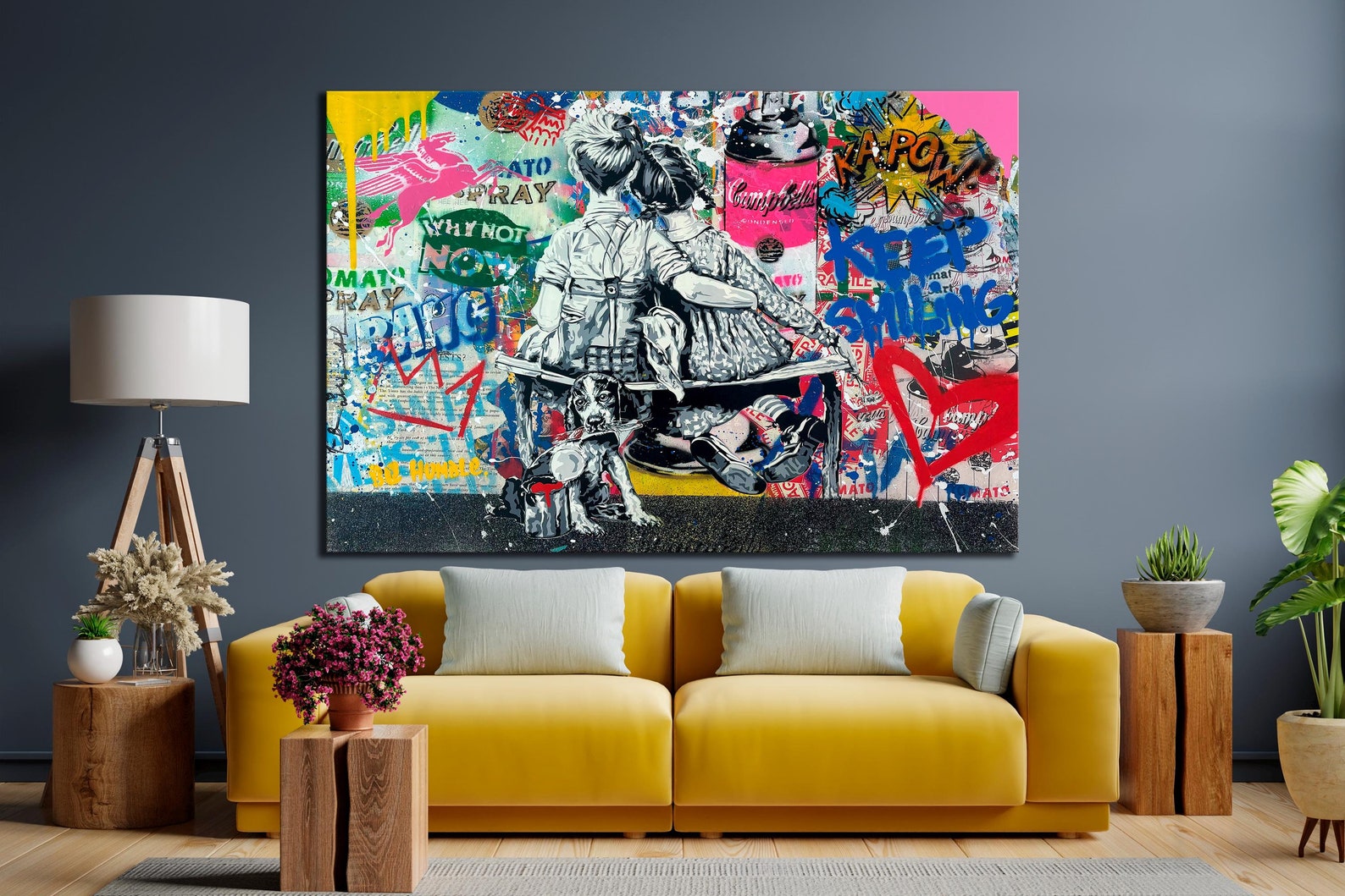 Work Well Together Pop Graffiti Wall Art Print Canvas Banksy Street Art ...