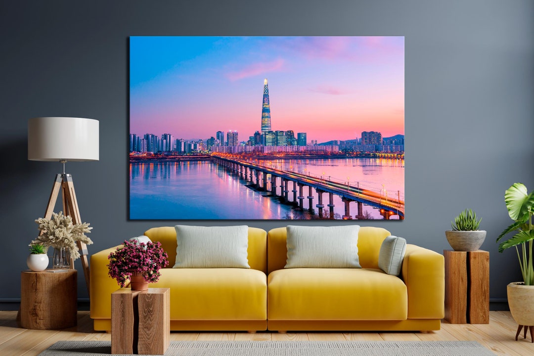 Seoul Tower City View Print Canvas Trendy Wall Decor Inspirational ...
