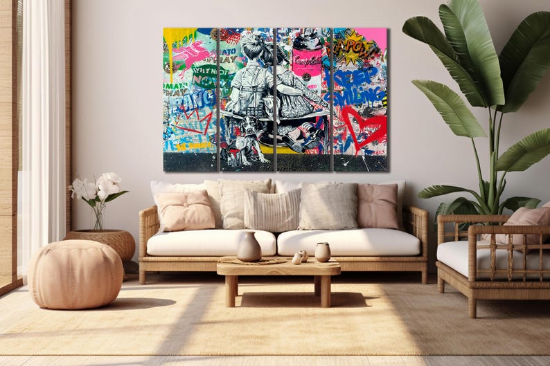 Work Well Together Pop Graffiti Wall Art Print Canvas Banksy Street Art ...