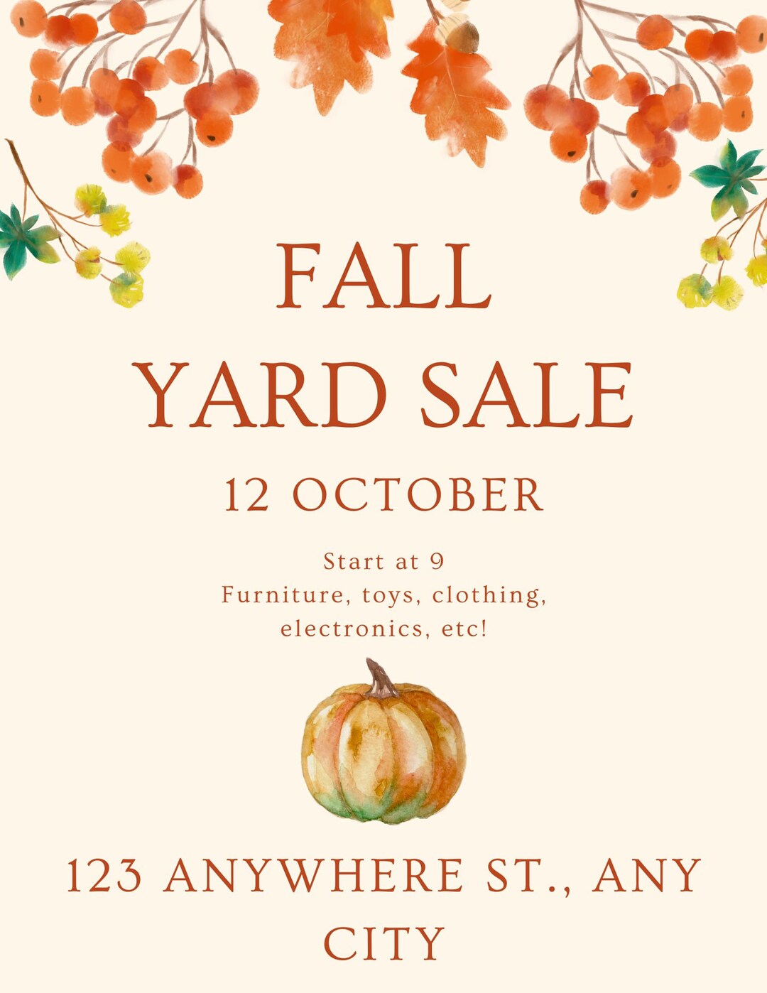 Printable Editable Canva Template for Fall Yard Sale - Etsy
