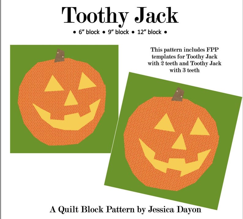 Toothy Jack FPP Quilt Block Pattern, Foundation Paper Piecing Star ...