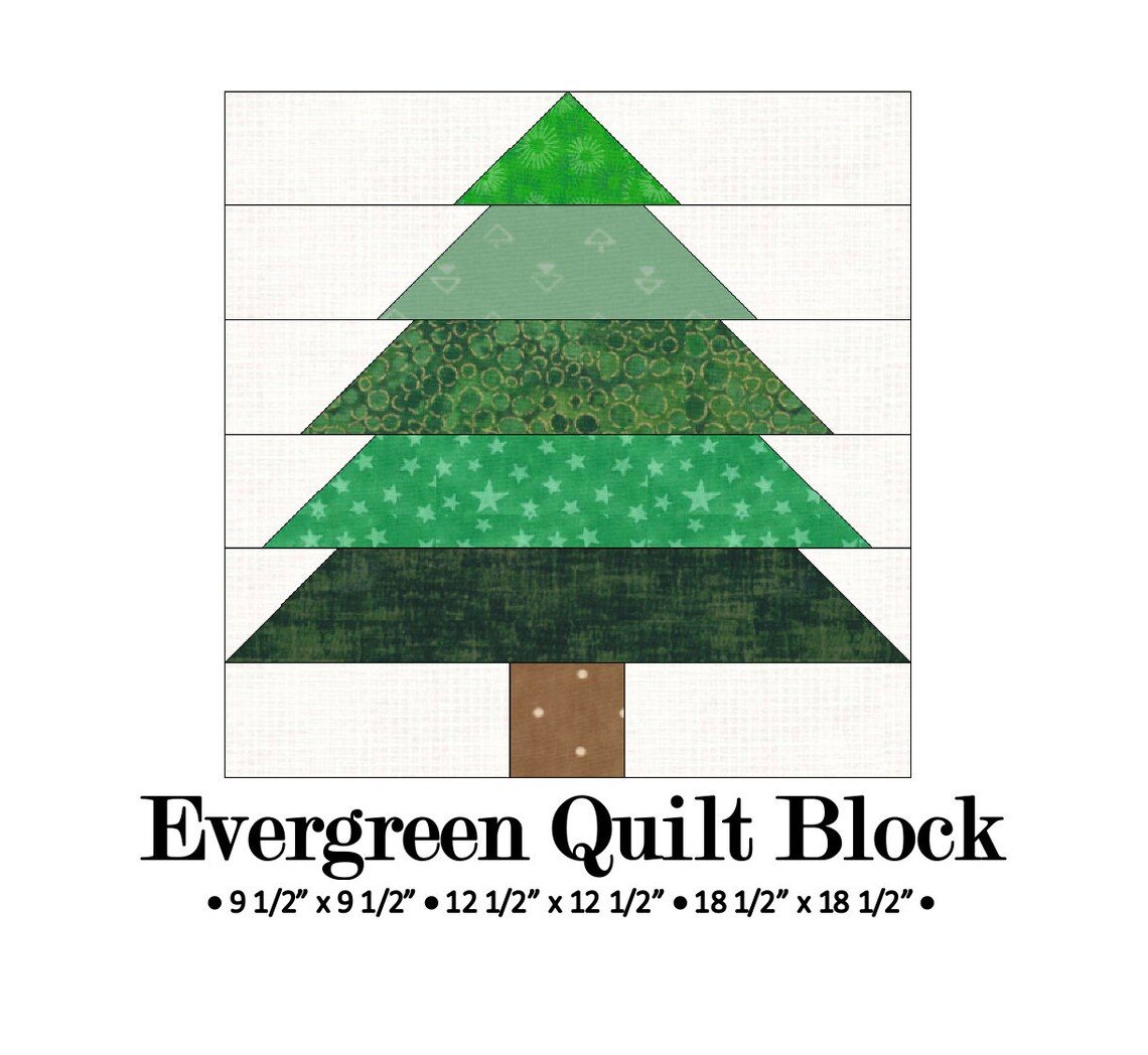 Evergreen Quilt Block Pattern, Tree Block Traditional Piecing, Quilted ...
