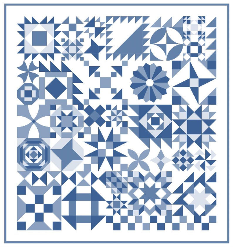 2025 Scrappy Sampler Block of the Week, Blue and White Quilt Pattern ...