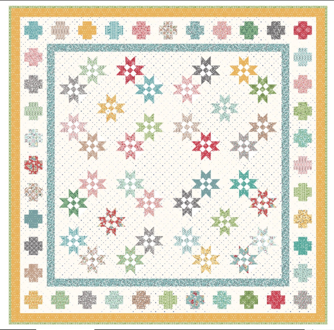Two Step Quilt Pattern, Layer Cake Quilt, Star Quilt, Plus Quilt ...