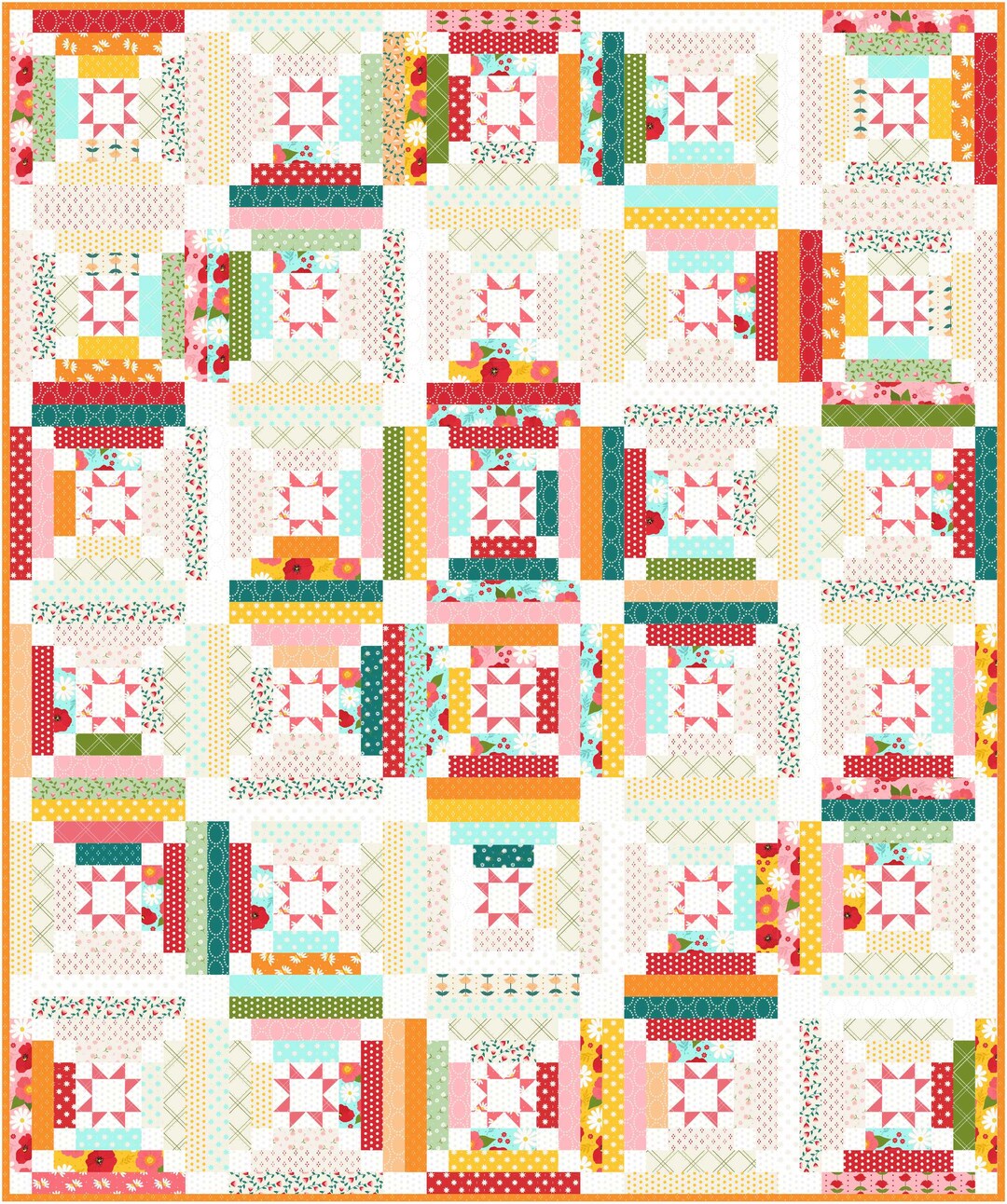 Home Sweet Home Quilt Pattern, Star Quilt, Log Cabin Quilt, Throw Quilt ...