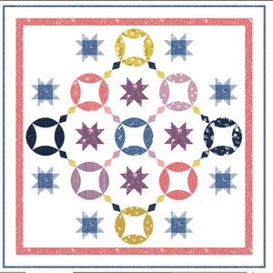 Orbit Quilt Pattern, Star Quilt, Appliqué Cabin Quilt, Throw Quilt ...