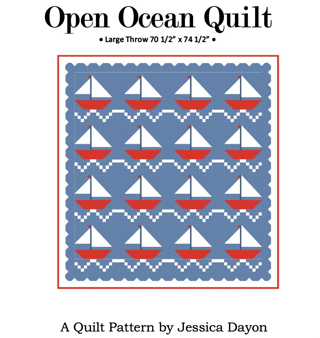 Open Ocean Pattern, Sail Boat Quilt, Waves Quilt, Summer Quilt, Red ...